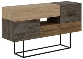 Nízká komoda v dekoru dubu v hnědo-přírodní barvě 145x82 cm Titan – Marckeric