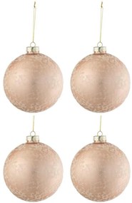 OnaDnes -20% Set čtyř růžových skleněných vánočních ozdob J-Line Pearl 12 cm