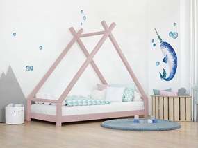 Benlemi Dětská domečková postel TAHUKA ve tvaru týpí Zvolte barvu: Pastelově růžová, Rozměr: 120x200 cm