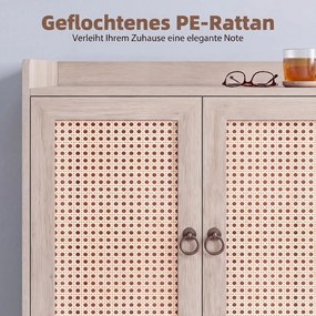 Costway Příborník s ratanovými dvířky kuchyňská skříňka – 67 × 38 × 77 cm