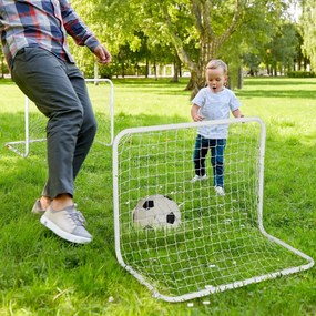 HOMCOM Sada 2 Fotbalových Branků s Koutem a Míčem pro Děti a Dospělé - Sportovní Hračka na Venkovní Hry - Ocel a Polyester 78x46x56 cm Bílá | Aosom