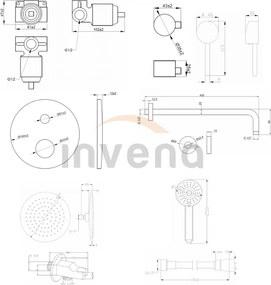 Invena Dafni, podomítková sprchová sada s ruční a hlavovou sprchou 25cm, černá matná, INV-BS-88-014-A