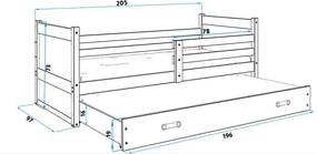 SMB Dětská postel s přistýlkou RICK 2, 90x200 cm Dekor: Grafit, Barva šuplíku: Grafit