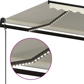 Automatická markýza LED a senzor větru 450 x 300 cm krémová 3069132