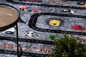 Dywany Łuszczów, Dětský kusový koberec Bambino 2092 Streets cars anthracite, 140x190, vícebarevná, dětský pokoj