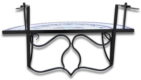 vidaXL Závěsný stolek na balkon modrý a bílý mozaika