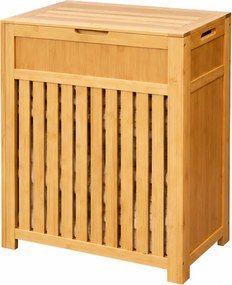 koš na prádlo, s víkem, 80 l, bambus/dřevo, 63x51x28 cm, přírodní, Dekorino KP20260010