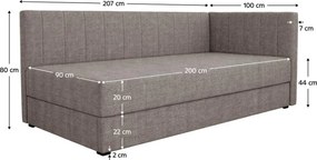 Válenda s úložným prostorem, 90x200, hnědá, LUIZA Kondela 0000420657