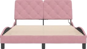 Rám postele s LED bez matrace růžový 140 x 200 cm samet 3213860