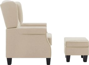 Křeslo s podnožkou krémové textil 320160