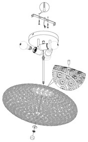 Eglo 95285 - Stropní svítidlo CLEMENTE 3xE27/60W/230V