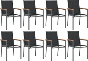 9dílný zahradní jídelní set černý textilen a ocel 3187048