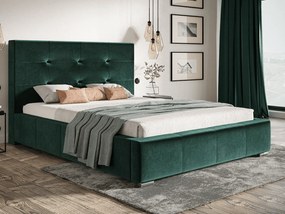 Velká postel do ložnice 200x200 cm Flavia Barva: Zelená - Monolith 37