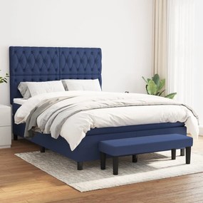 Box spring postel s matrací modrá 140x190 cm textil 3136835