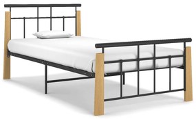 Rám postele kov a masivní dubové dřevo 90 x 200 cm 324897