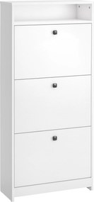 HOMCOM Botník s 3 sklápěcími přihrádkami (18 párů bot) a 1 úložnou policí z dřevotřísky, bílý, 60x24x132cm