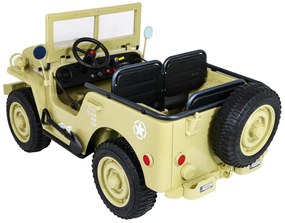 HračkyZaDobréKačky Dětský elektrický vojenský jeep willys 4x4 béžový