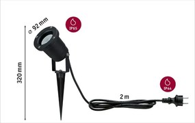 P 98896 Outdoor LED svítidlo - zápich do země IP44 3,5W GU10 černá - PAULMANN