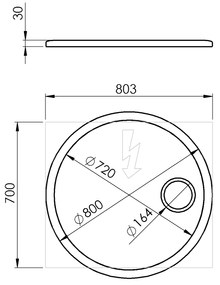 Sapho FLOAT kulaté LED podsvícené zrcadlo ø 80cm, kosm.zrcátko, senzor, 3500-6500K, bílá - FT800