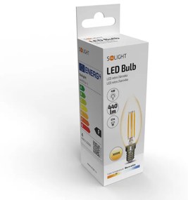 SOLIGHT LED retro žárovka svíčka čirá 4W, E14, 3000K, 360°, 440lm