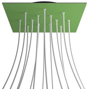 creative cables Čtvercový stropní baldachýn ROSE ONE, 400 mm, 14 otvorů a 4 boční otvory Barva komponentu: Světle zelená, Barva montury: Černá