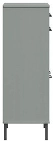 Botník Oslo II s kovovými nohami - masivní borové dřevo | šedý