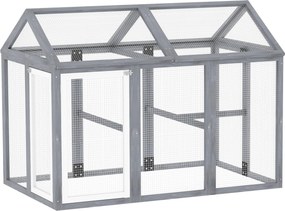PawHut venkovní výběh pro slepice, 1,18 m² (140 x 88,5 x 106 cm), zamykatelné dveře, masivní smrkový rám, pletivo, pro 1–3 slepice, šedý | Aosom