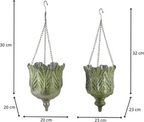 Sada 2 ks závěsných květináčů MARINA II zelená