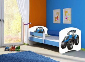 Dětská Postel 2 - Traktor - 140x70 Bez šuplíku Se jménem - Modrá