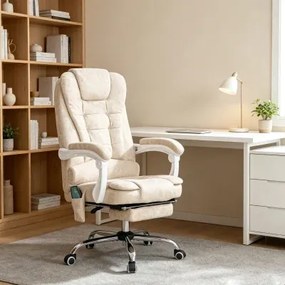 Vinsetto Kancelářská židle s masážní funkcí, ergonomická, 65x160x104 cm, krémově bílá