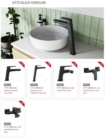 Ferro Vitto Verdeline, sprchová sada 150 mm s horní dešťovou hlavicí, černá matná, NP81-BVI7UVL-BL