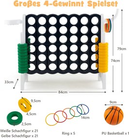 Costway Large Match 4 Jumbo Match 4 Set černá + – 84 × 33 × 79 cm, bílý