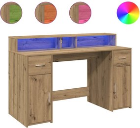 Psací stůl s LED dub artisan 140 x 55 x 91 cm kompozitní dřevo 3309428