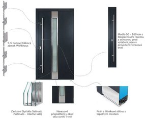 FM Turen - Feldmann & Mayer Vchodové dveře s ocelovým opláštěním FM Turen model DS01 Orientace dveří: Pravé, otevírání ven, Dekor: Winchester, Standardní rozměr dveří včetně rámu: 110 cm x 220 cm - vnější rozměr rámu