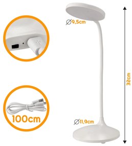 BERGE LED USB stolní lampa s baterií USTKA