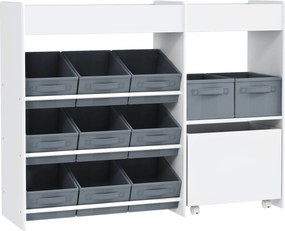AIYAPLAY Dětský regál na hračky s 11 látkovými boxy, horní přihrádky, 3 samolepky, dětský regál s přihrádkami do dětského pokoje, mateřské školy, 105…