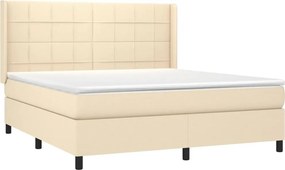 Box spring postel s matrací a LED krémová 160x200 cm textil 3138330