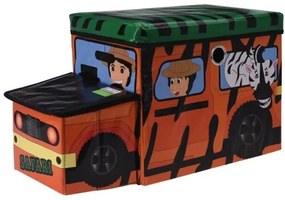 Dětský úložný box a sedátko Safari bus oranžová, 55 x 26 x 31 cm
