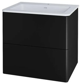 Mereo, Siena, koupelnová skříňka s umyvadlem z litého mramoru 61 cm, černá mat CN440M