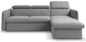 Malá sedací souprava SLIM | 235x179 cm | PRAVÁ | 84 světle šedá | rozkládací + úložný prostor