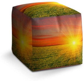 Sablio Taburet Cube Západ slunce nad loukou: 40x40x40 cm