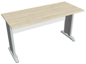 Stůl pracovní rovný 140 cm hl. 60 cm - Hobis Cross CE 1400 Dekor stolové desky: akát, Dekor lamino podnože: bílá, Barva nohou: Stříbrná