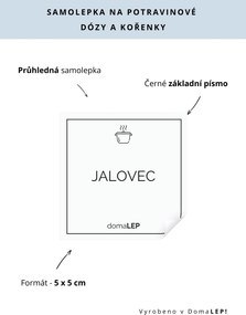 Samolepka na kořenky JALOVEC průhledná  5 × 5 cm základní písmo