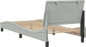 Rám postele bez matrace Hanko světle šedý 90 x 200 cm samet 3207825