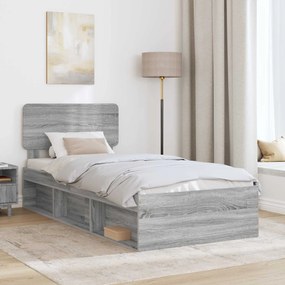 Rám postele s čelo Šedá Sonoma 75 x 190 cm Masivní borové dřevo 3412146