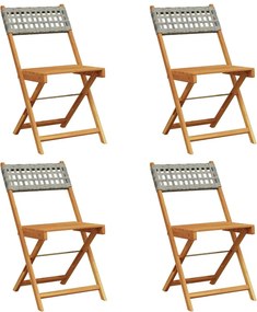 Skládací židle 4 ks, šedý polyratan a masivní dřevo 3214595