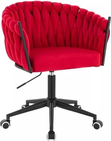 LuxuryForm DESIGN Židle NORDEN VELUR na černé podstavě s kolečky - červená