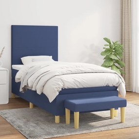vidaXL Box spring postel s matrací 100 x 200 cm textil [3136973] Barva: Modrá