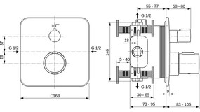 Ideal Standard Vanová, termostatická, podomítková baterie Optiline Mystyle 2.0