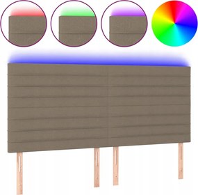 vidaXL Opěrka hlavy k posteli s Led, taupe, 180x5x118/128 cm, látka